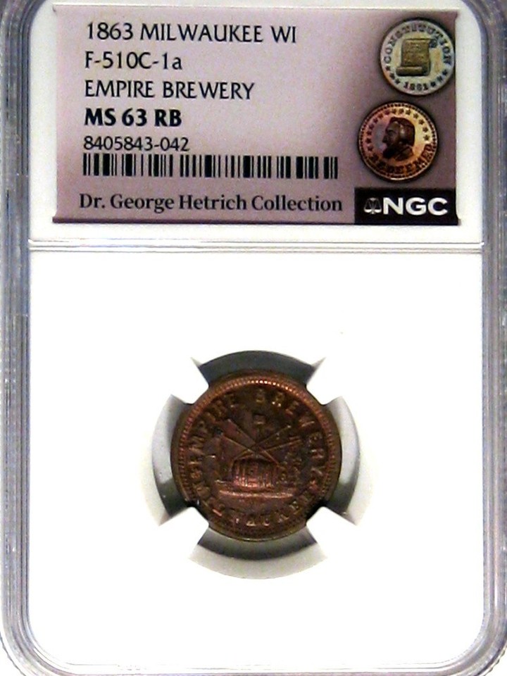 Milwaukee Wisconsin Civil War Token Best Brewery Lager Beer Mug NGC Ex ...