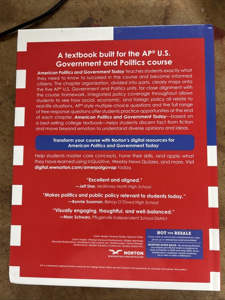 American Politics and Government Today 9780393887402| eBay