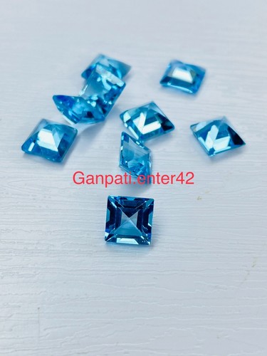 Swiss Blue Topaz Faceted Square Cut 5x5 MM Calibrated Size Loose ...