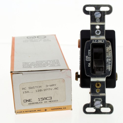 Pass & Seymour Brown 3-Way INDUSTRIAL Grade Toggle Wall Light Switch ...