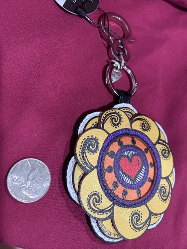 Brighton Bloom heart Leather Flower Fob Key Chain NWT handbag charm | eBay