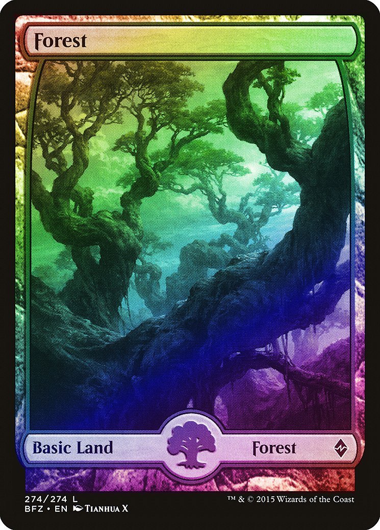 Forest (274) FOIL Battle for Zendikar NM Extended / Full Art CARD ...