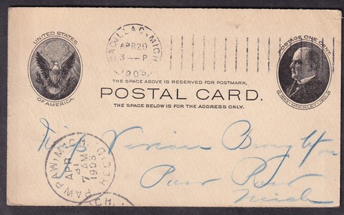 1903 postal card Cadillac Michigan to Paw Paw MI | eBay