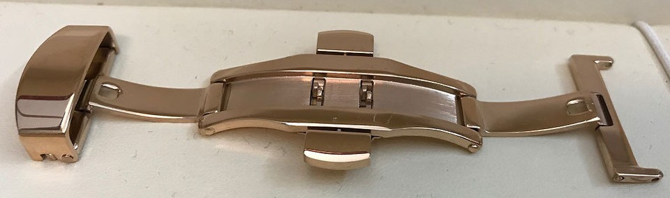 Folding Clasp Watch Strap Leather Band Clasp Rose Gold Plated with ...