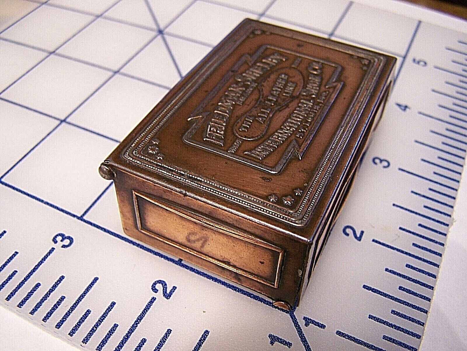1910/20 ANTIQUE ADVERTISING MATCHBOX COPPER SAFE~FRIEDMAN-SHELBY/INTERN'L SHOE | eBay