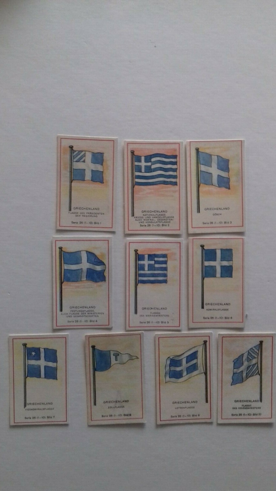 1930 GREECE GREEK HELLENIC NAVY FLAGS CARDS COMPLETE SET OF 10 | eBay UK