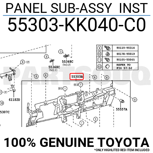 55303KK040C0 Genuine Toyota PANEL SUB-ASSY INST 55303-KK040-C0 | eBay