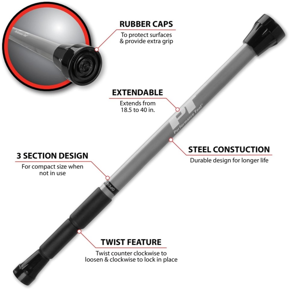 Adjustable Car Hood Prop Rod Extendable 18.5 To 40 Inch Mechanic Repair ...