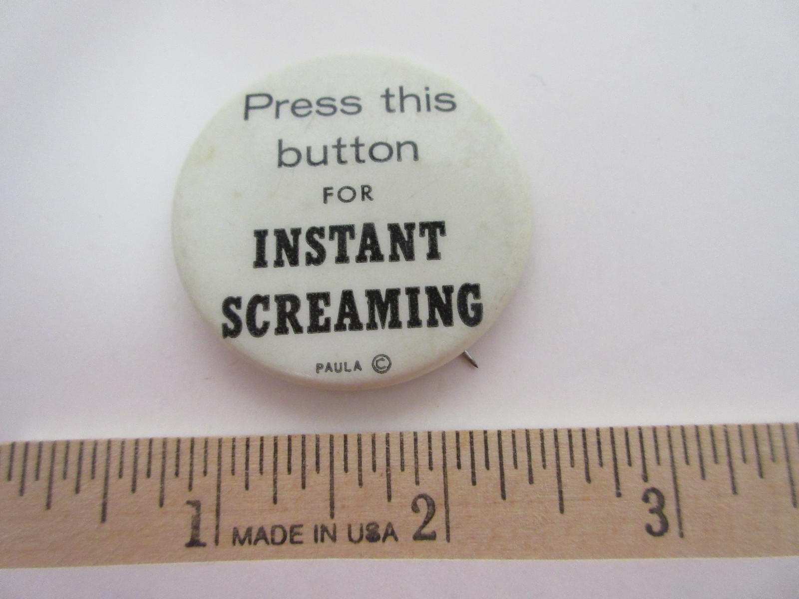 Vintage Press for Instant Screaming Button, Badge, Pinback, Pin ...