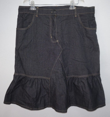 Gold Flava Denim Blue Jean Godet Ruffle Skirt Sz 18 Plus Dark Wash | eBay