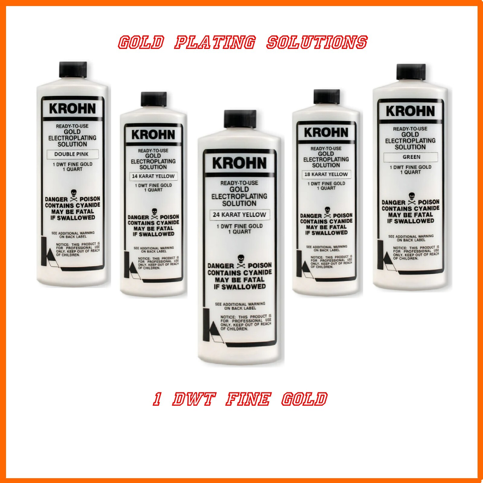 Gold Plating Solution KROHN 14/18/24k/Pink/Green 1dwt quart Bath ...