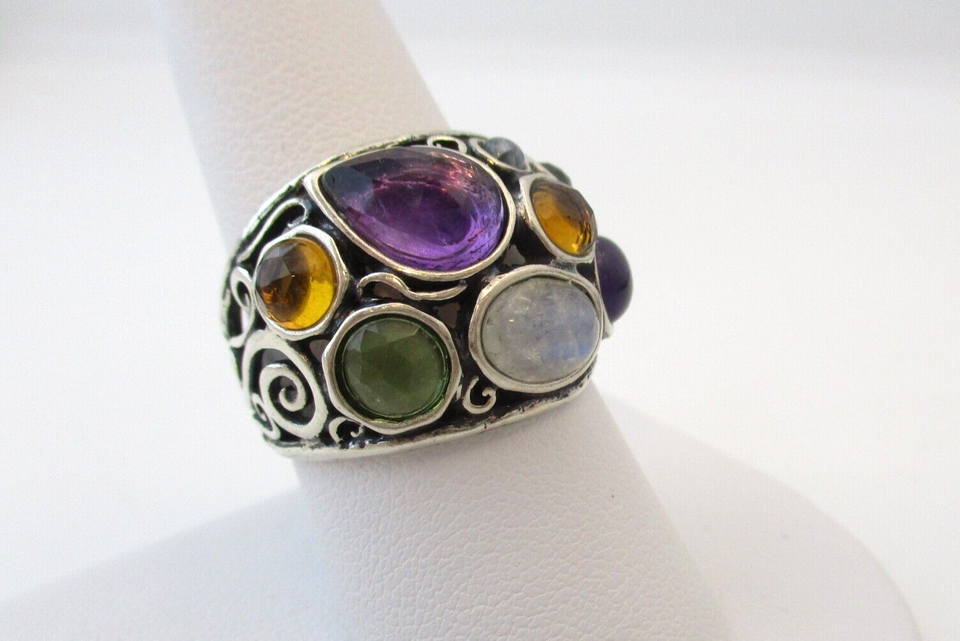 Vintage Israel PZ PAZ Sterling & Multi Gemstone Ring 6318 | eBay