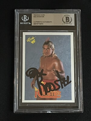 RED ROOSTER 1990 CLASSIC WWF SIGNED AUTOGRAPHED CARD BECKETT BAS ...