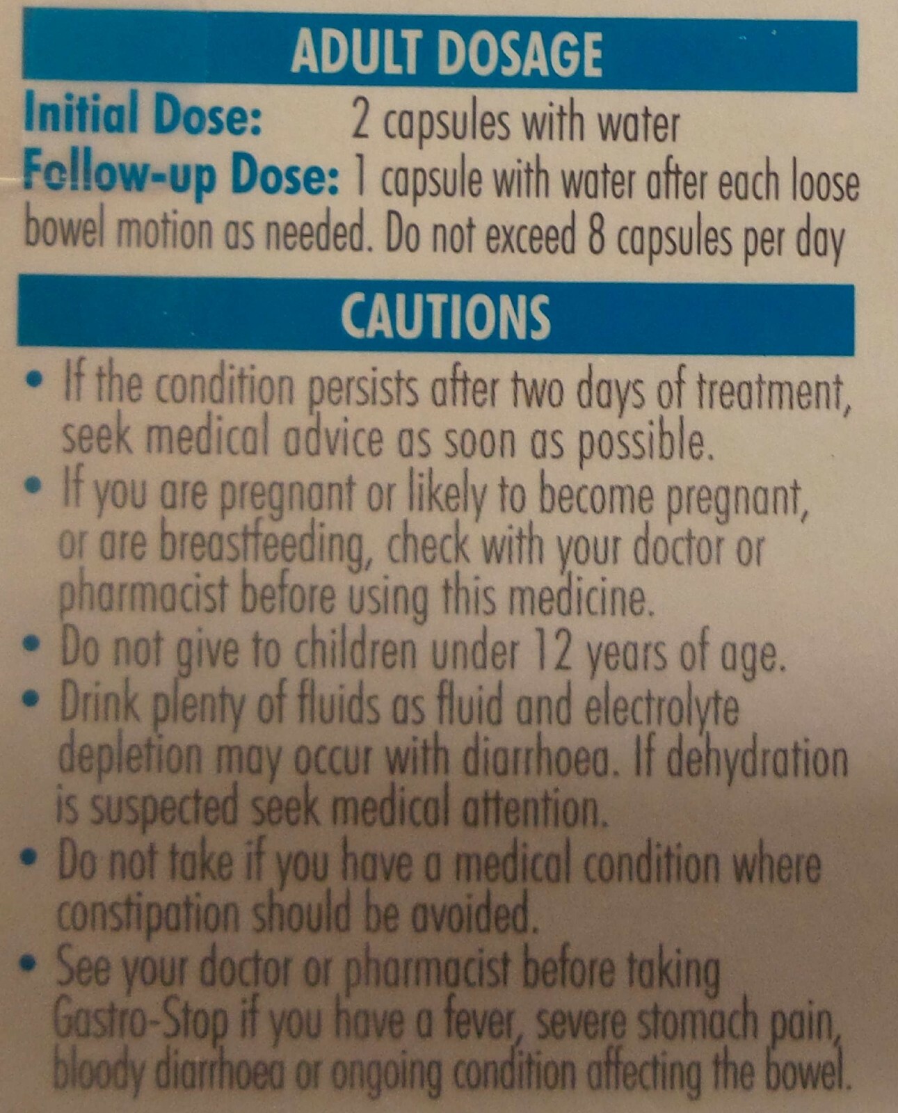 GASTRO-STOP Generic DIARRHOEA RELIEF 20 CAPSULES = IMODIUM QLD Stock ...