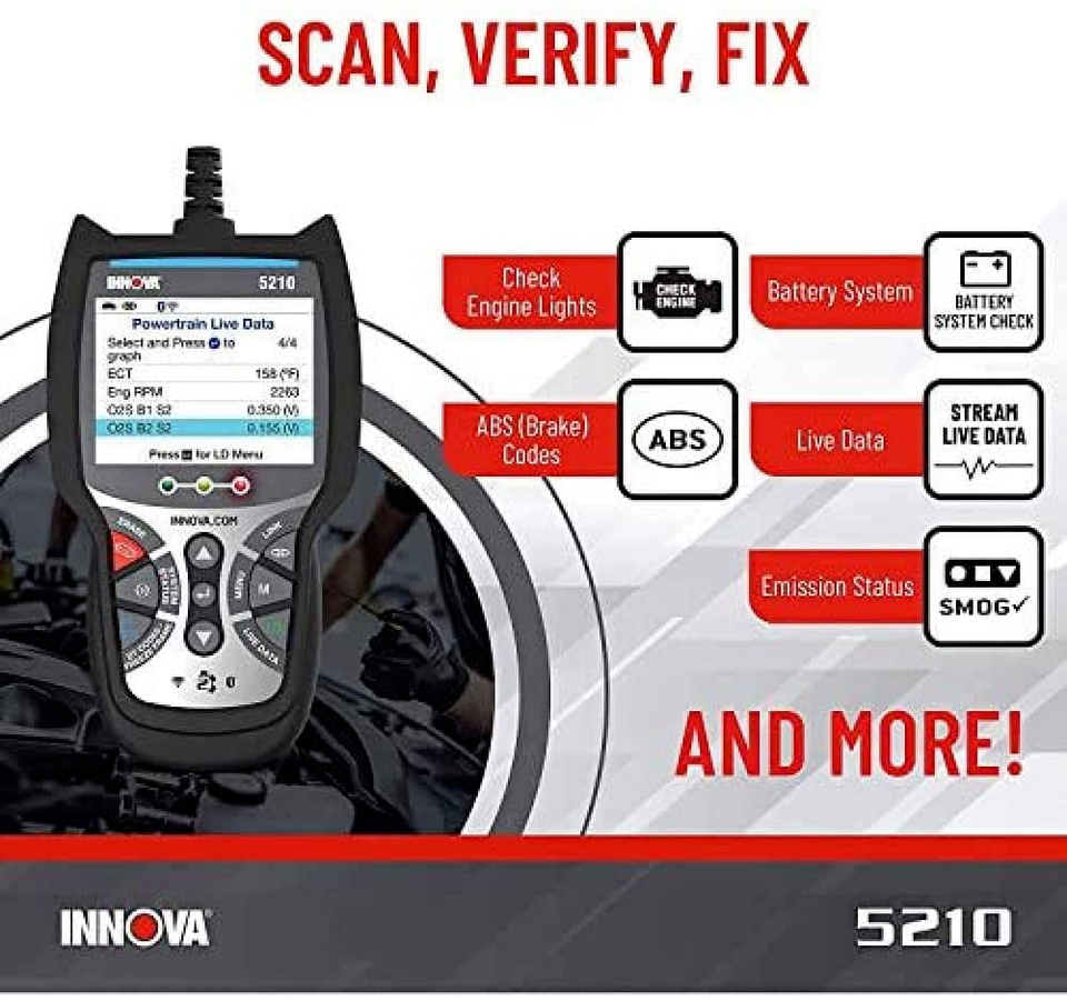 INNOVA 5210 - Newest 2022 OBD2 Diagnostic Code Scanner - Read/Erase ABS ...