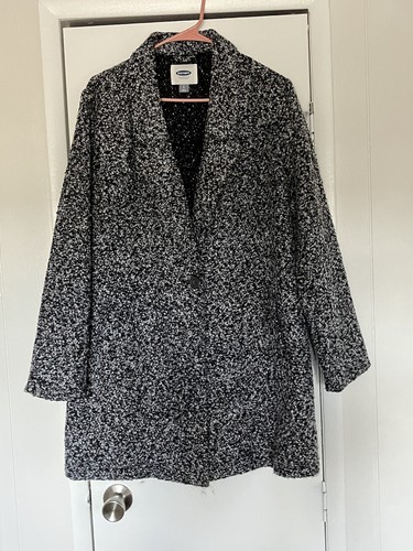Women’s Old Navy one-button coat Size L black/grey | eBay