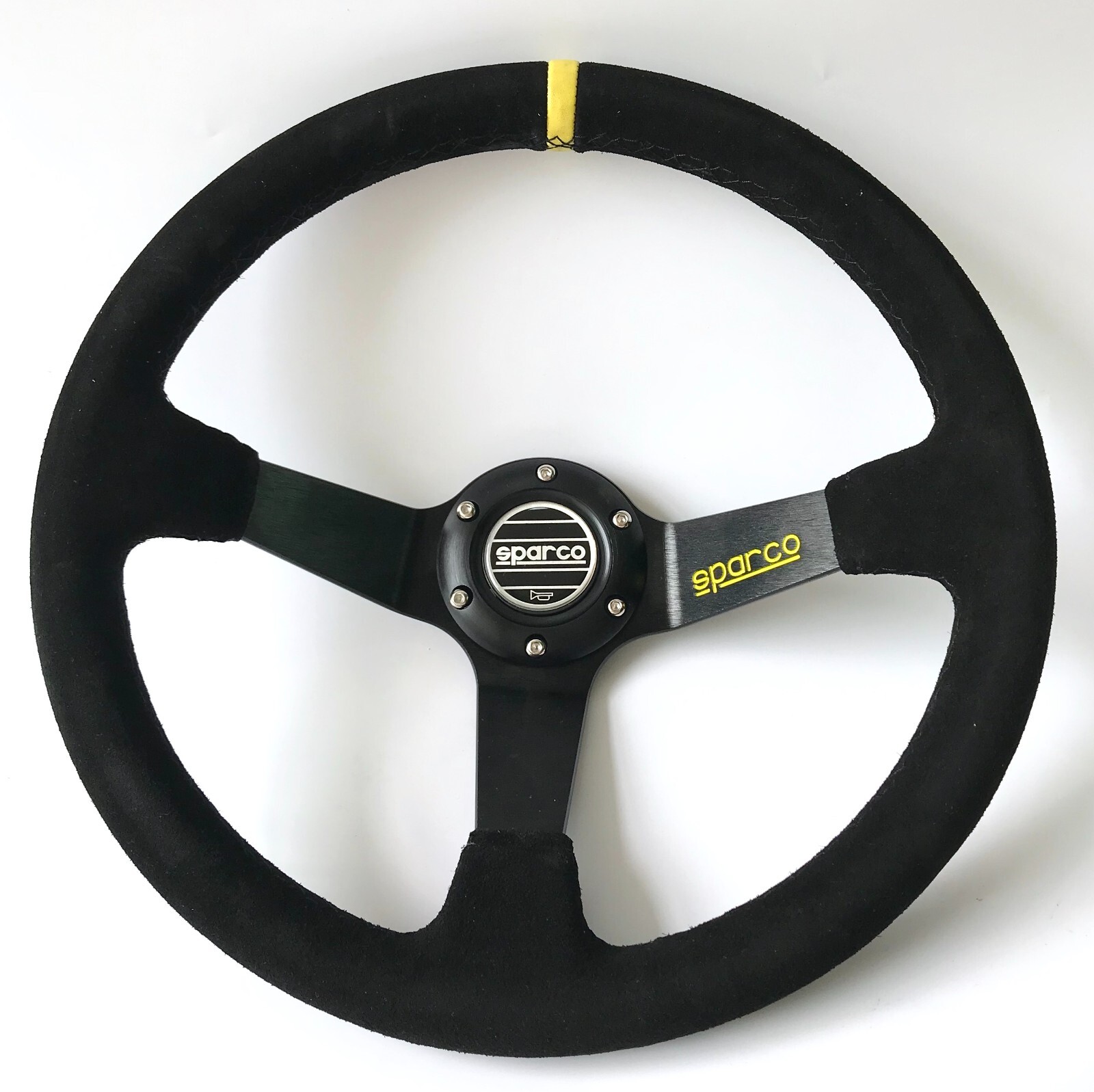 350mm Black SPC Suede Deep Dish Racing Steering Wheel For OMP Hub ...