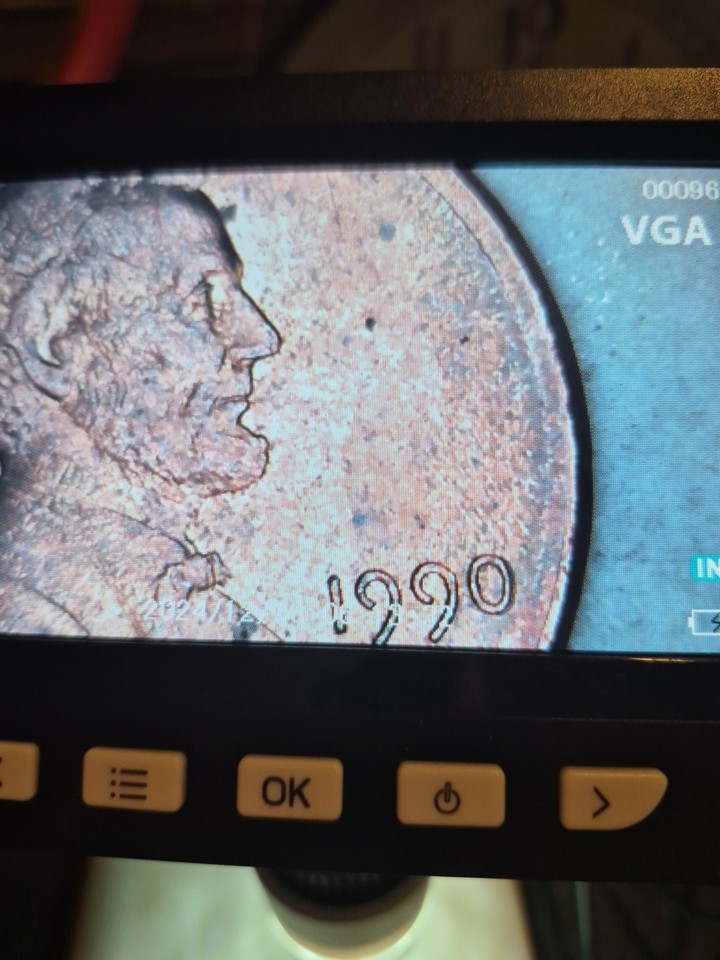 1990 Lincoln No Mint Mark Penny Obverse Off Center Rim Error One Cent ...