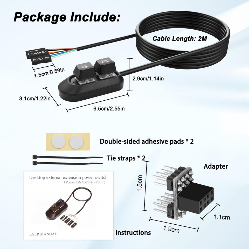 Desktop Computer Power Switch Power Supply Cable, External PC Power ...