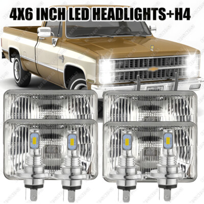 DOT 4PCS 4x6" LED Headlights Hi/Lo Beam DRL For Chevy C10 Pickup truck ...