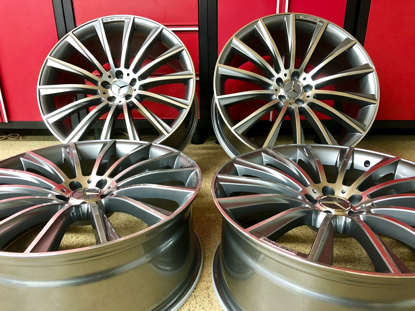 MERCEDES 19 INCH GUNMETAL MULTISPOKE RIMS WHEELS SET4 NEW E300 E350 ...
