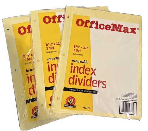 OfficeMax ~ Tab Insertable Dividers ~clear Tabs ~ 3 sets 11491961794| eBay