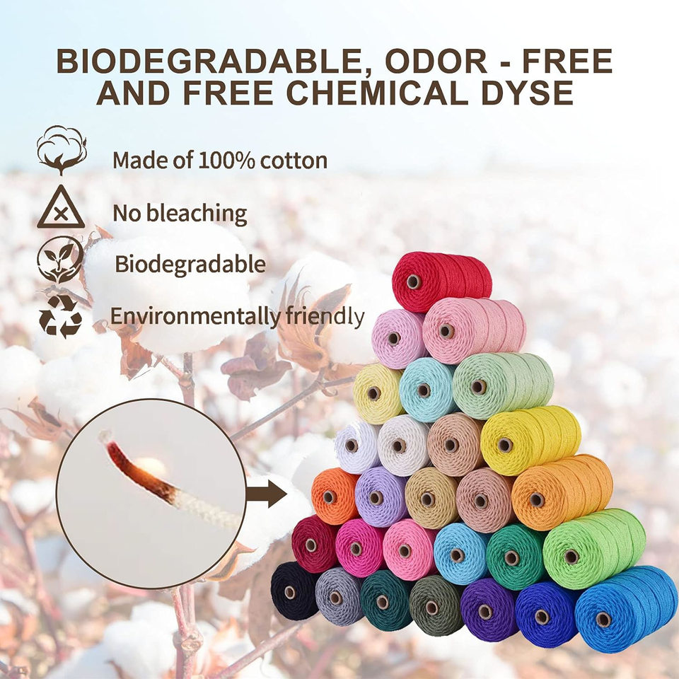 Macrame Cord, Vivimee 3mm x 218 Yard (About 200m) Natural Cotton ...