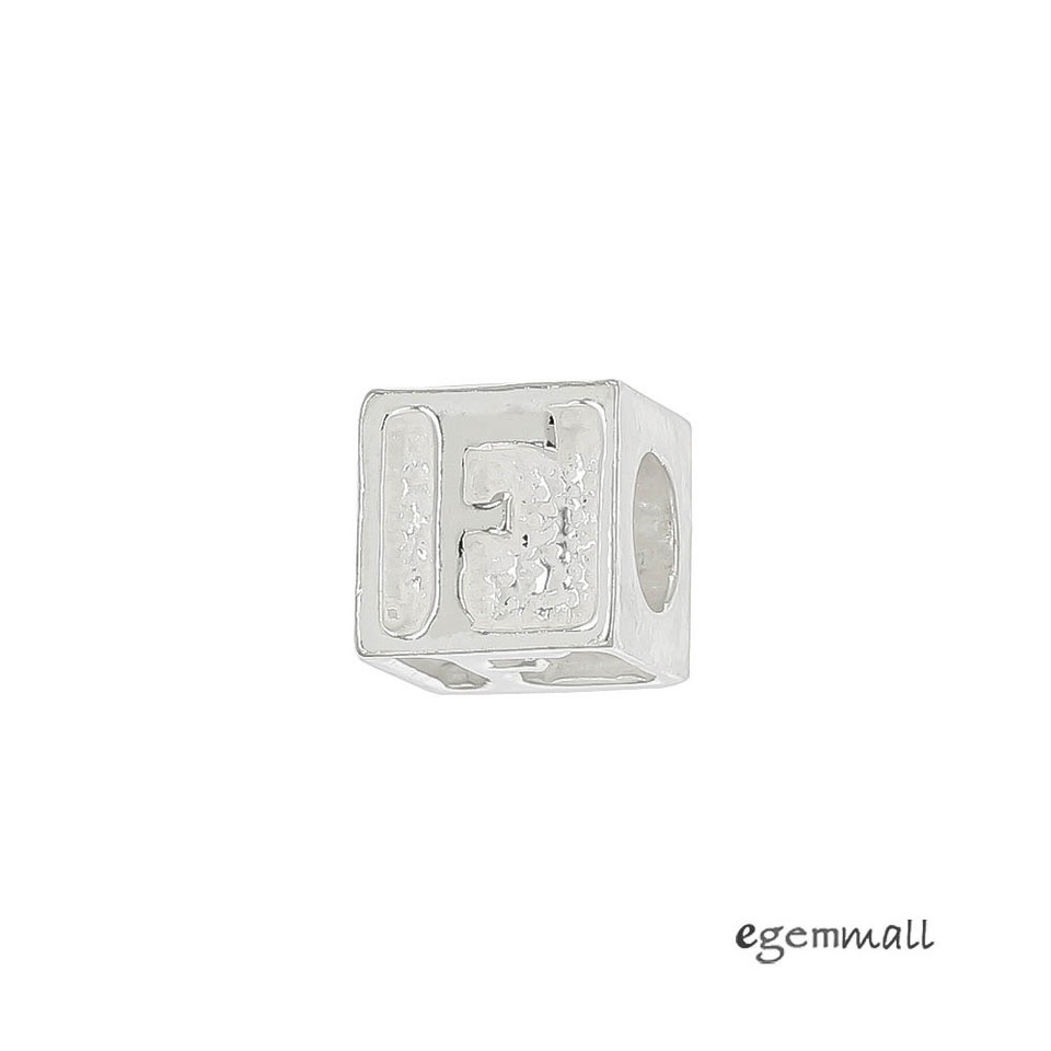 1 Sterling Silver Alphabet Initial Letter Cube Charm Bead Fit European ...