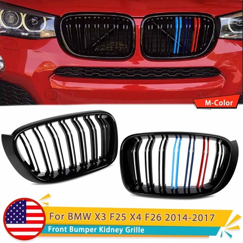 For 2014-2017 BMW X3 X4 F25 F26 Front Bumper Kidney Grille M-Color ...