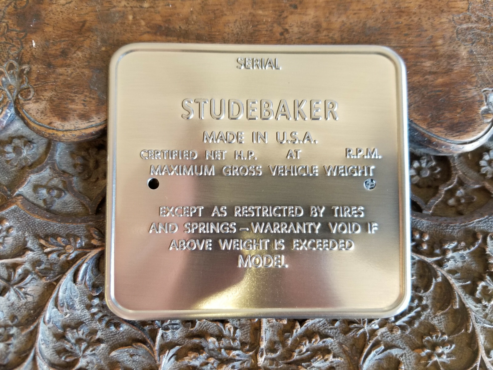 Studebaker Die Stamped Stainless Steel Data Plate | eBay Australia