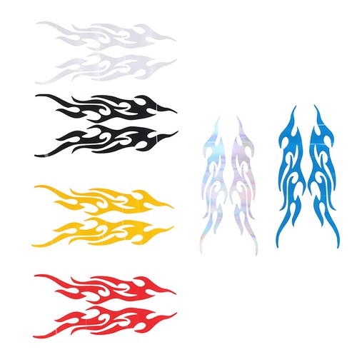 2Pcs 40cm Flame Reflective Sticker for Car Flame Racing Sports Stripe ...