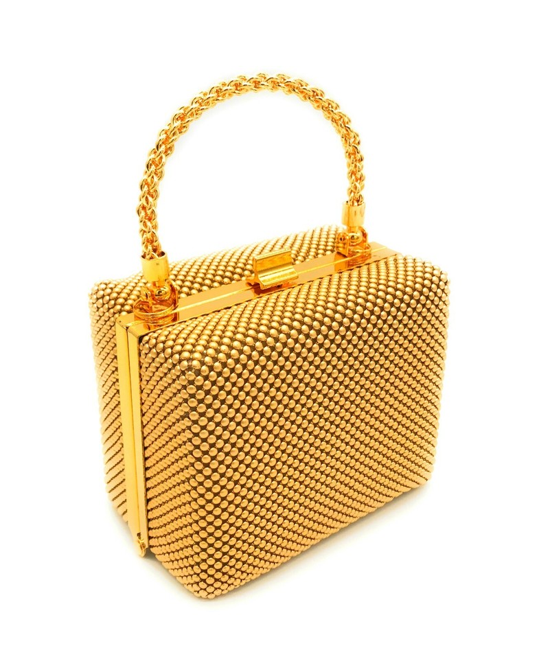 XX-Small Metal Beaded Mesh Evening clutch purse with Shoulder strap and ...