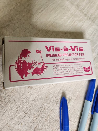 Lot of 15 NEW Vtg Sanford VIS A VIS Blue Overhead Projector PENS ...