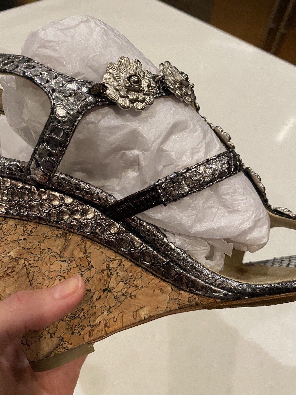 chanel wedge sandal python - Gem