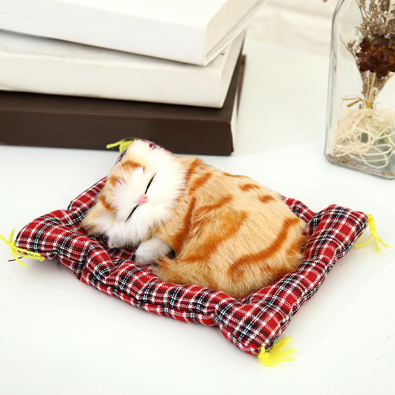 Cute Plush Stuffed Toy Realistic Simulation Sleeping Cat Kids Animal ...