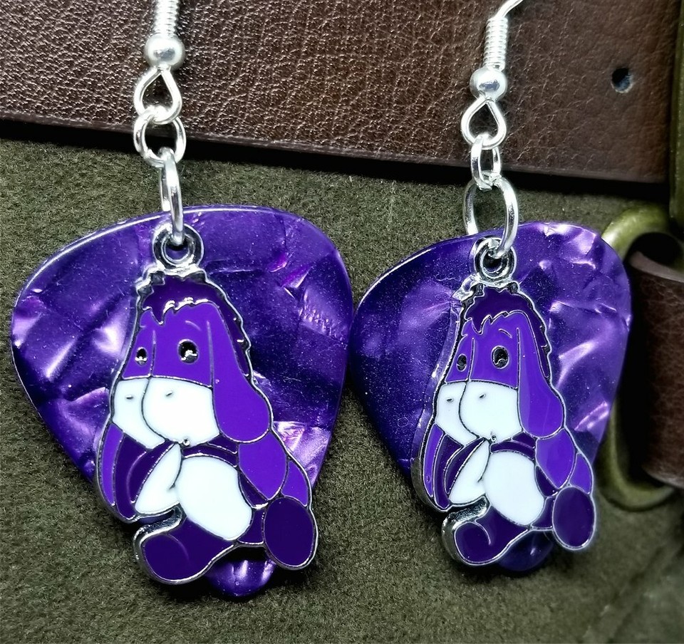 Eeyore Charm Guitar Pick Earrings - Pick Your Color | eBay