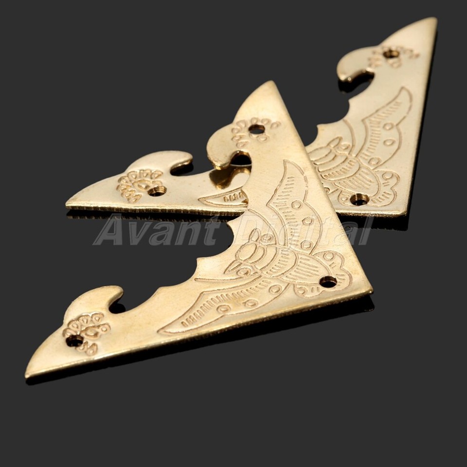 Set Chinese Brass Hardware Hinges Latch Jewelry Box Handle 12 Corners ...