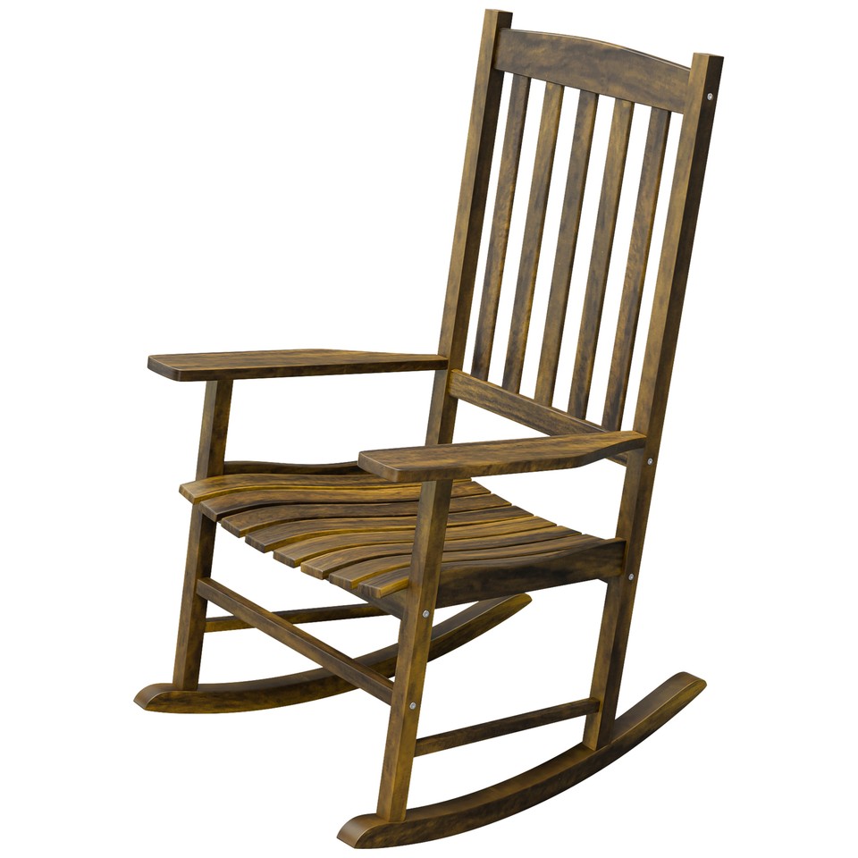 2PCS Outdoor Rocking Chair Patio Porch Rocking w/ High Back Natural ...