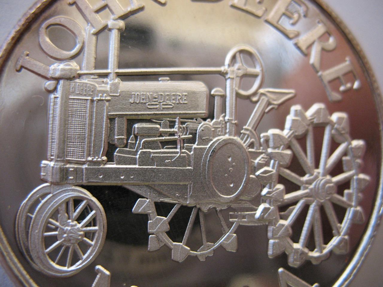 1-OZ.JOHN DEERE MODEL A TRACTOR FATHER'S DAY GIFT.999 PROOF SILVER COIN ...