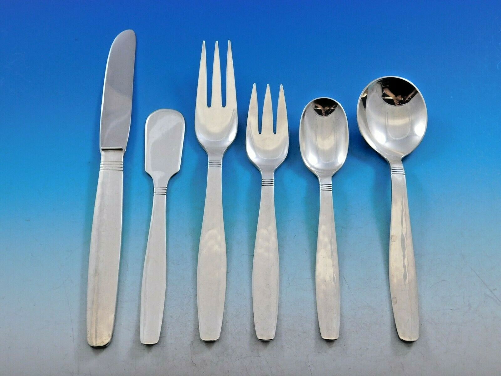 Swedish Modern by Allan Adler Sterling Silver Flatware Set Hand Wrought ...
