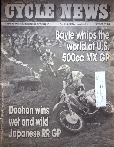 DOOHAN WINS WET AND WILD JAPANESE RR GP - CYCLE NEWS, APRIL 16, 1992 ...