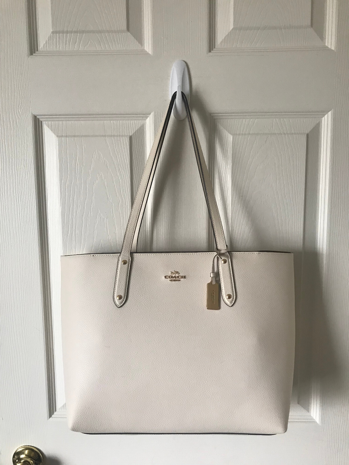 Coach Handbag Chalk Ivory Pebble Leather Shoulder Bag… - Gem