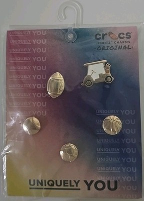 NEW! Crocs Uniquely You Jibbitz Shoe Charms All Gold Sports Shoe 5 ...