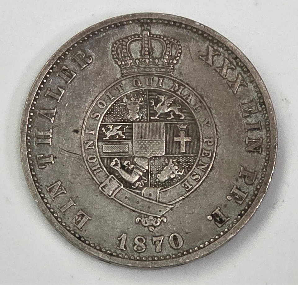 1870 German States Mecklenburg-Strelitz Thaler Silver Coin | eBay