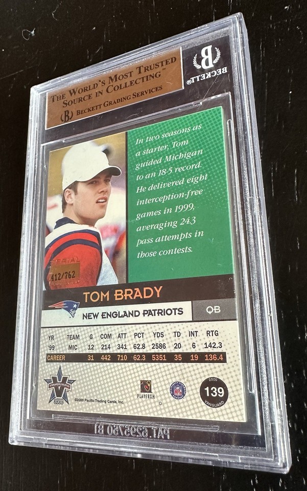 2000 Vanguard #139 Tom Brady New England Patriots RC Rookie 412/762 BGS ...