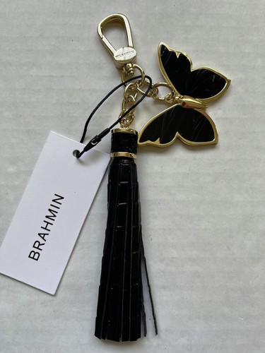 NEW BRAHMIN BUTTERFLY CHARM TASSEL BLACK MELBOURNE LEATHER | eBay
