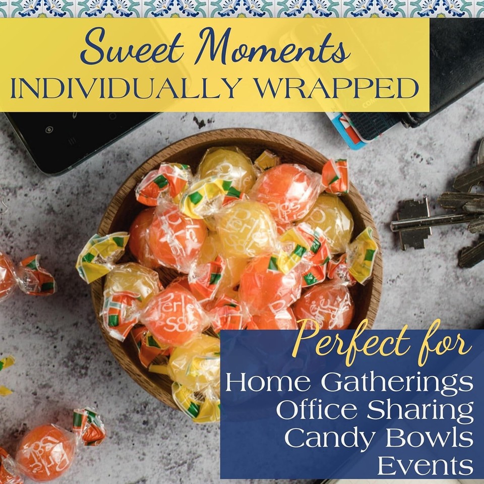 Perle di Sole Italian Lemon Drops Hard Candy Individually Wrapped (7.05 ...