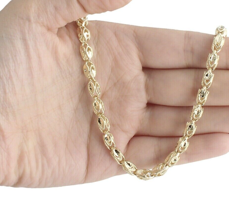 10k Yellow Gold 22" Diamond Cut Turkish Rope Link Chain Necklace 4.5MM ...