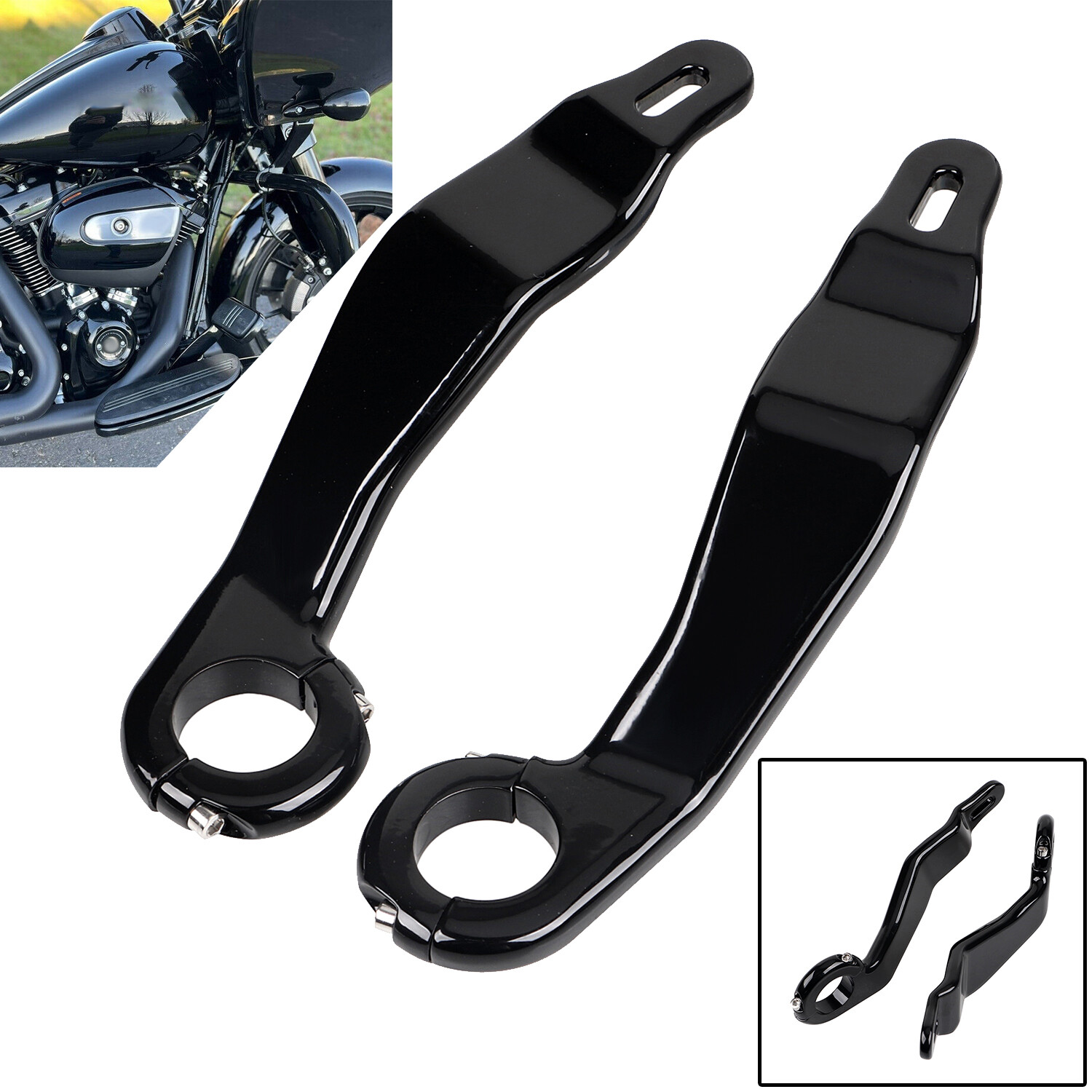 L & R Black Fairing Support Bracket Mount Kit For Harley Road Glide ...