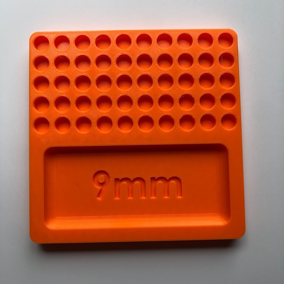 9mm Reloading Tray | 50 spots | Reloading | 9mm | Reload | 3D Printed ...